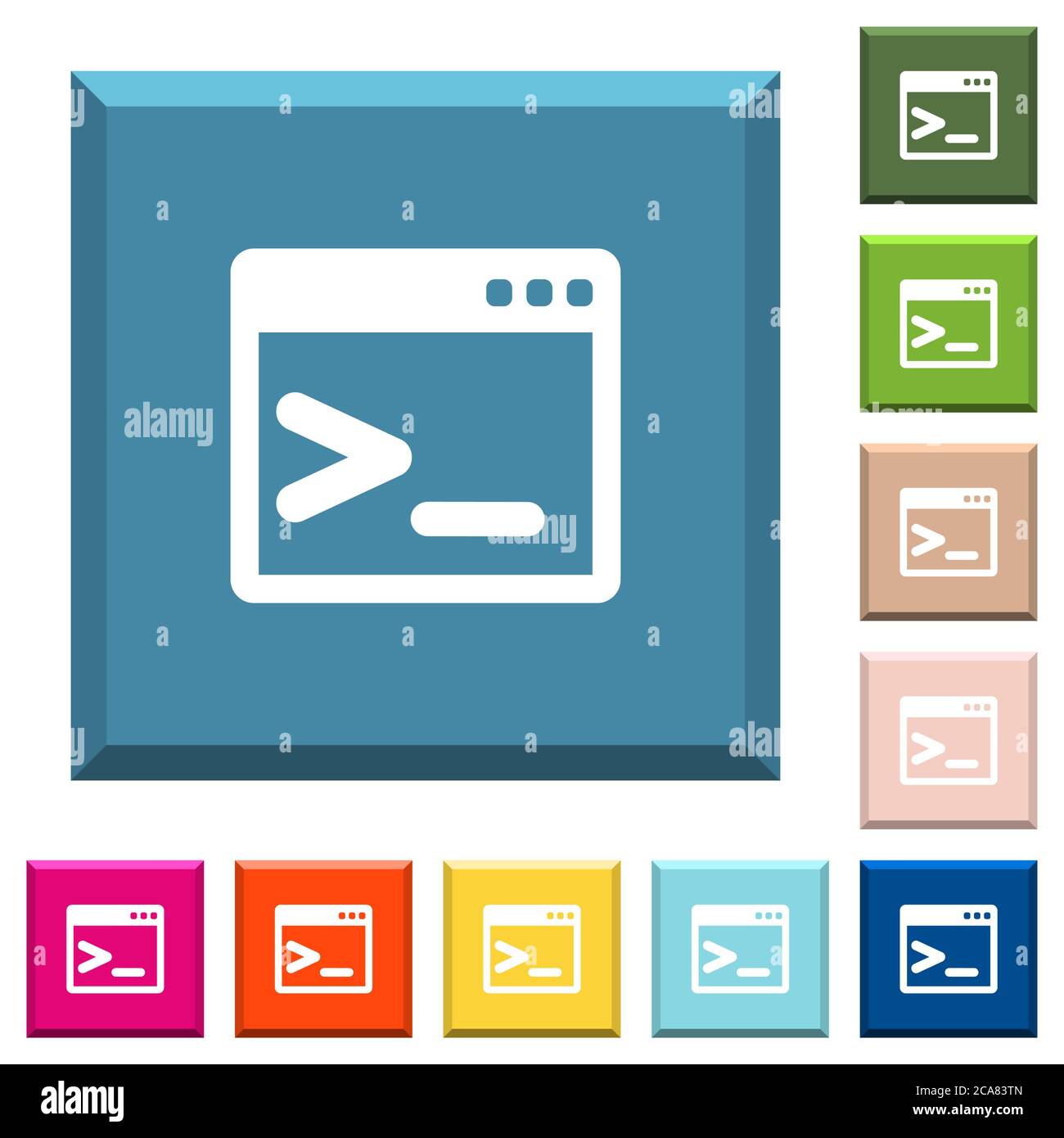 Command prompt white icons on edged square buttons in various trendy ...