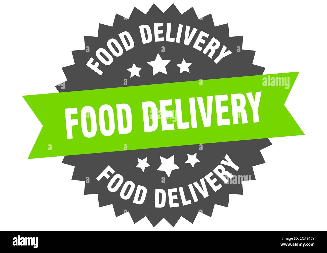 food delivery round isolated ribbon label. food delivery sign Stock ...