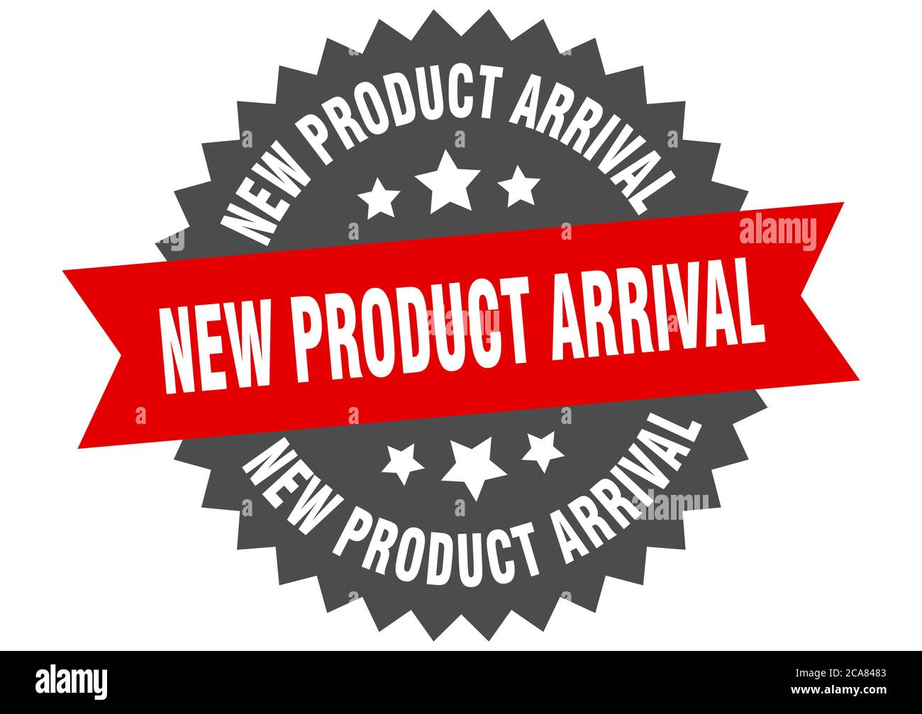 new product arrival round isolated ribbon label. new product arrival ...