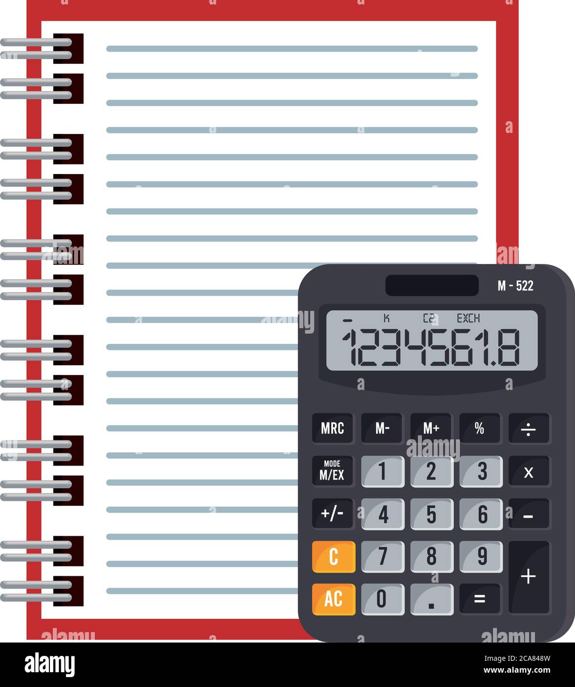 calculator math device with notebook vector illustration design Stock ...