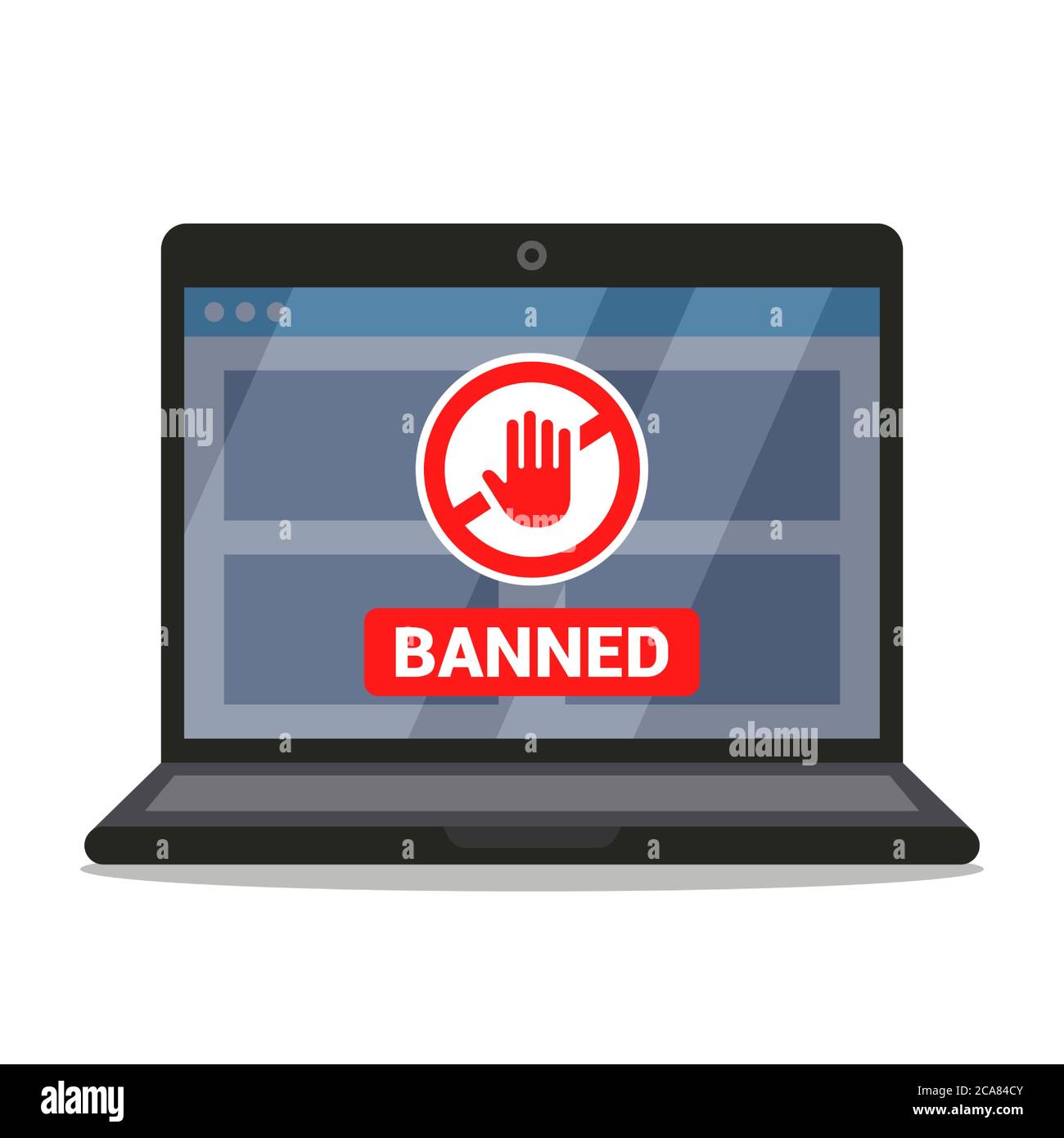 Ban sign on laptop monitor screen. flat vector illustration Stock ...