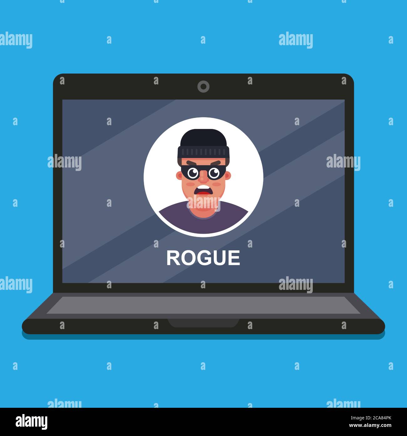 laptop scammer. data theft. flat vector illustration Stock Vector Image ...