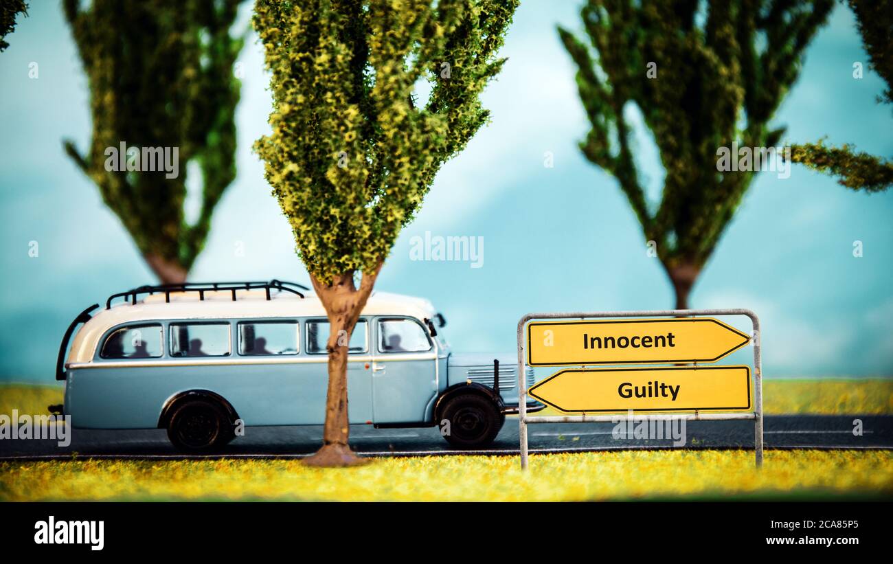 Street Sign the Direction Way to Innocent versus Guilty Stock Photo - Alamy