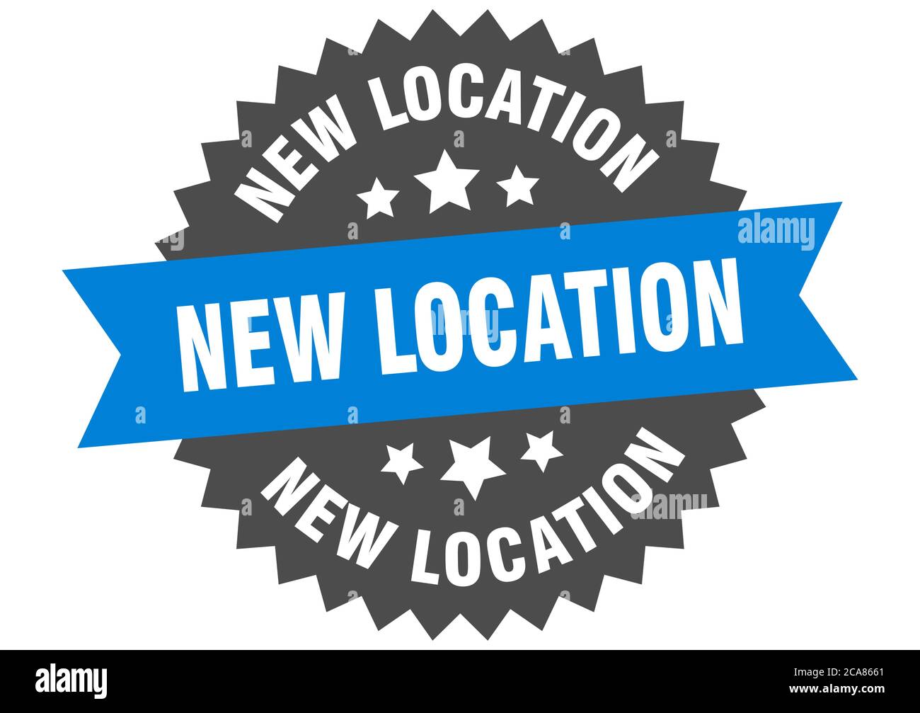 new location round isolated ribbon label. new location sign Stock ...
