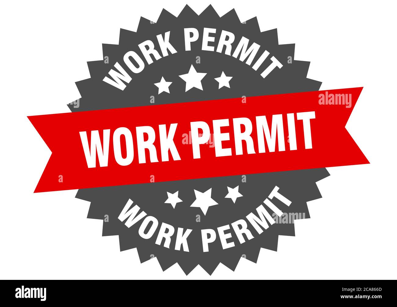 work permit round isolated ribbon label. work permit sign Stock Vector ...