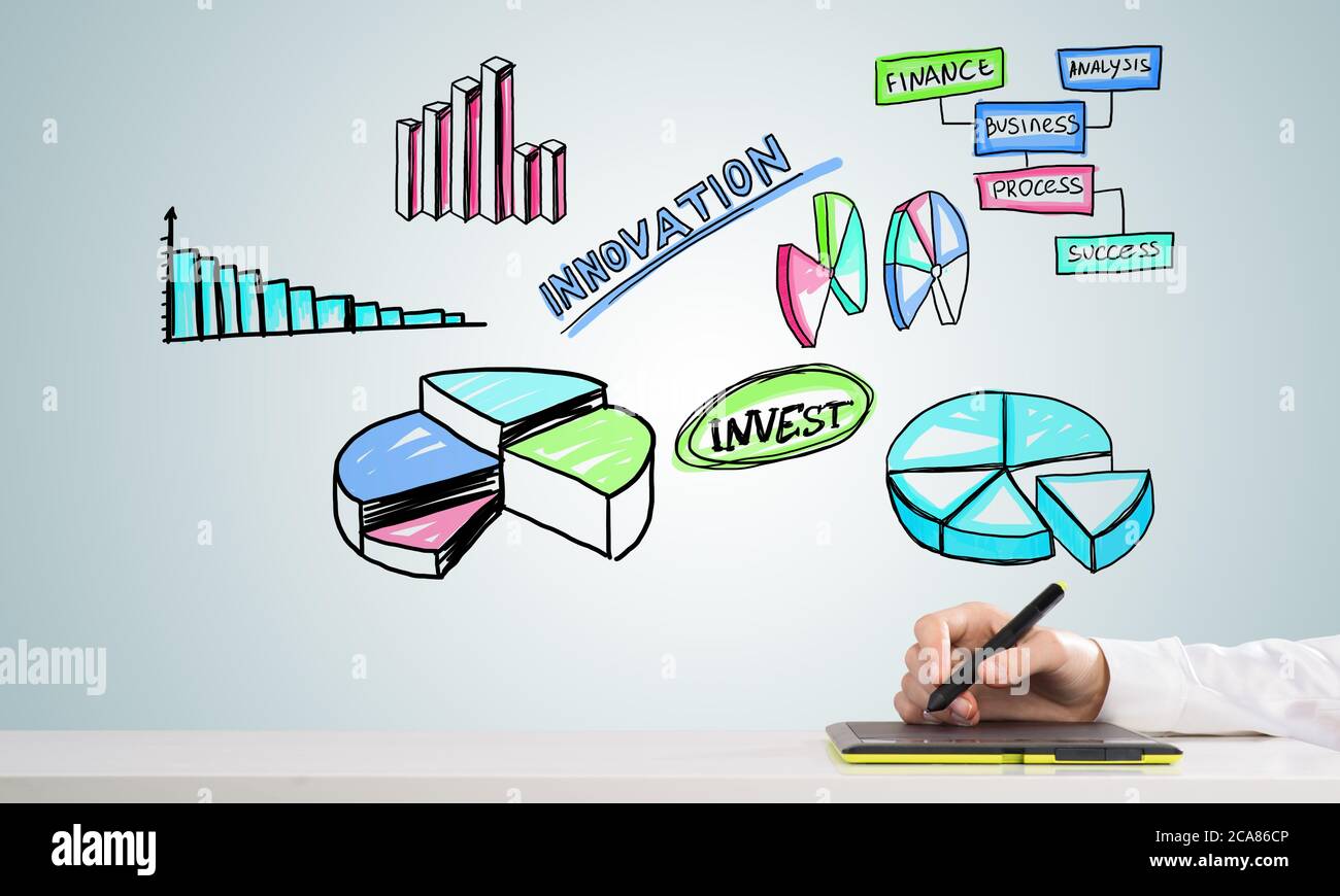 Designer draw infographs Stock Photo - Alamy
