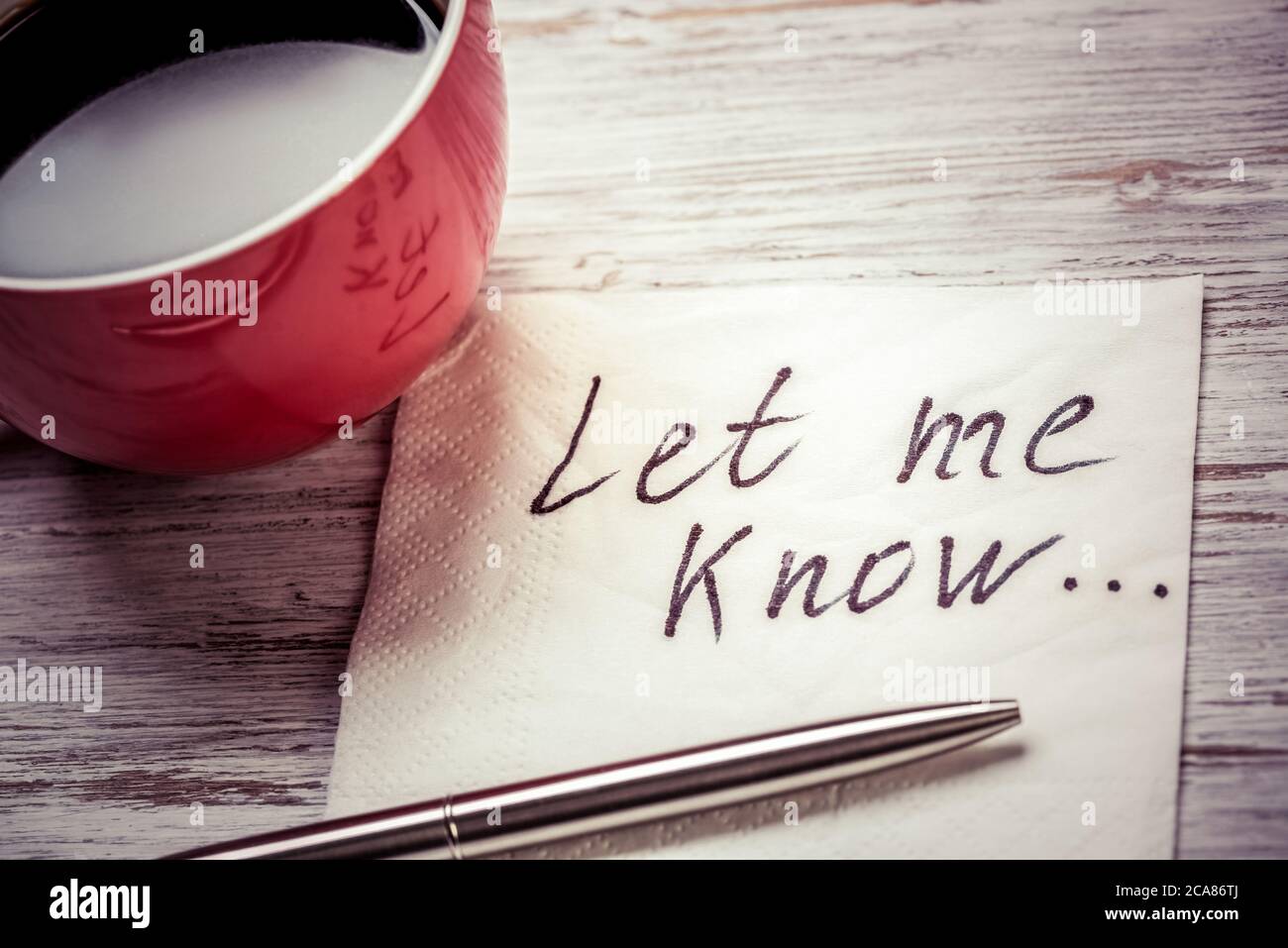 Romantic message written on napkin Stock Photo - Alamy