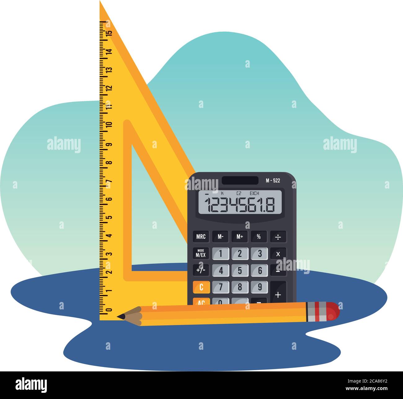 calculator math with rule and pencil vector illustration design Stock ...