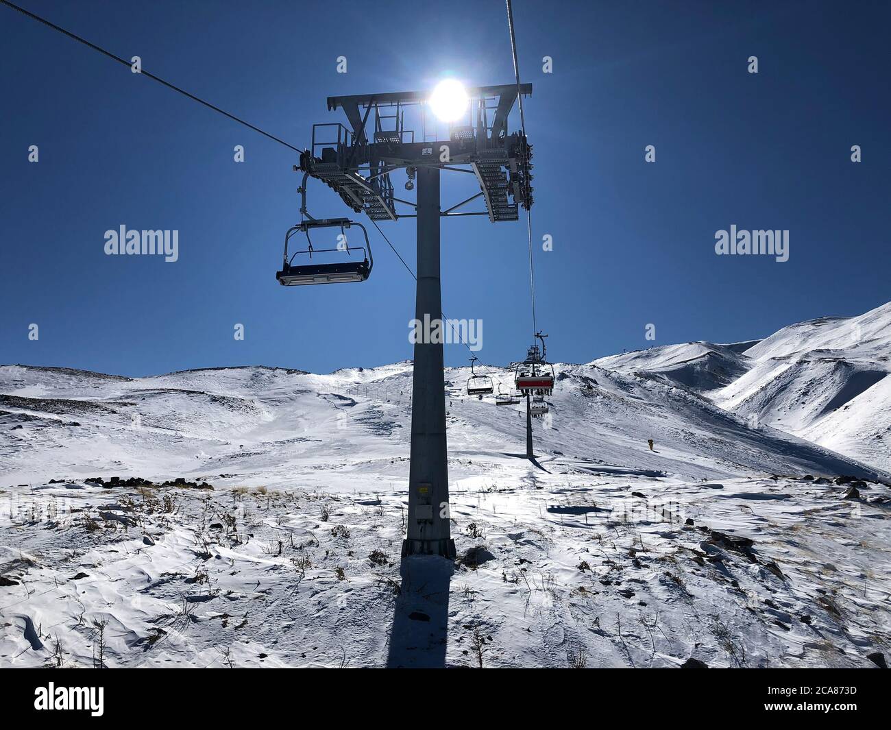 Ski lift in the ski resort of Erciyes, Turkey Stock Photo - Alamy