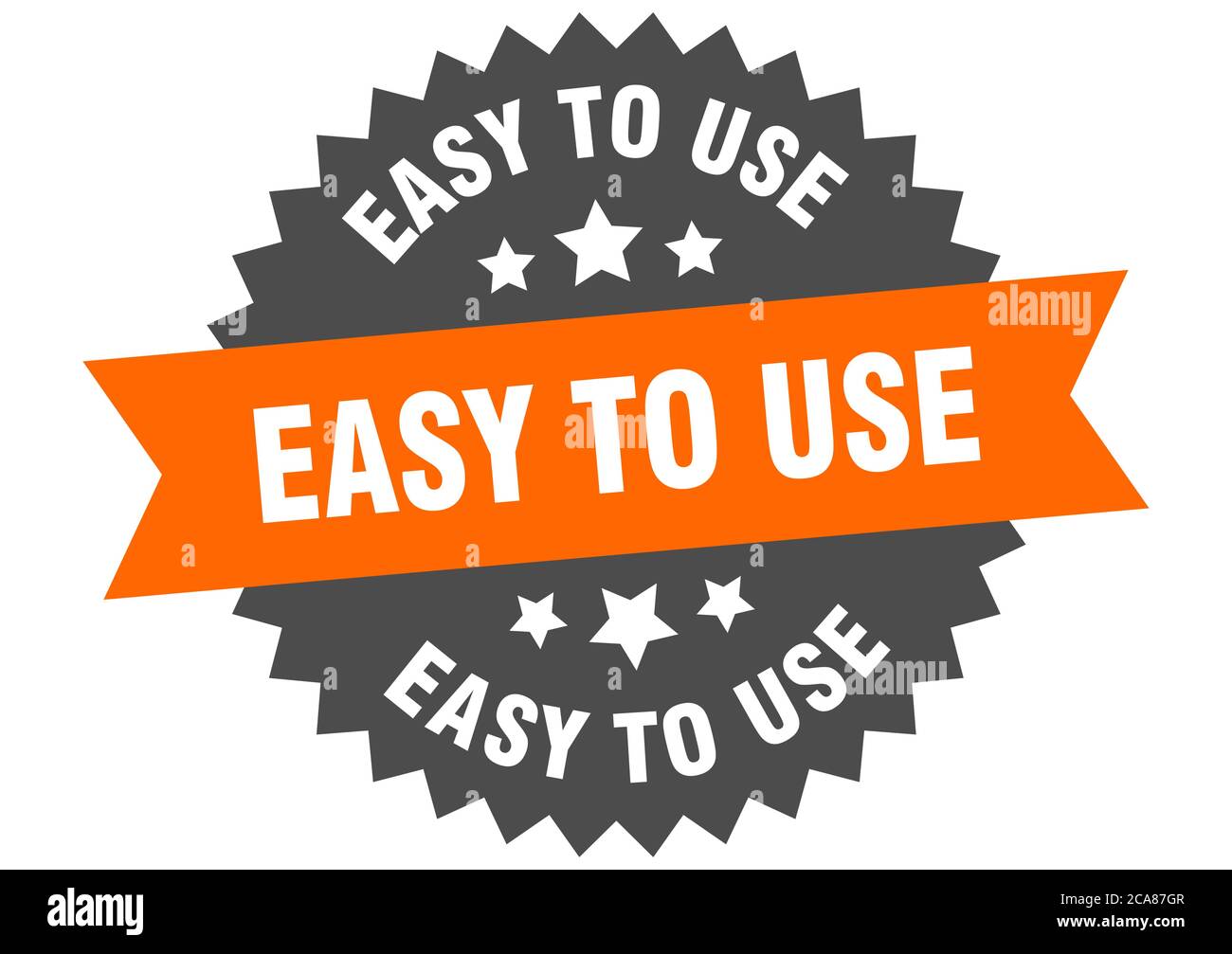 easy to use round isolated ribbon label. easy to use sign Stock Vector ...