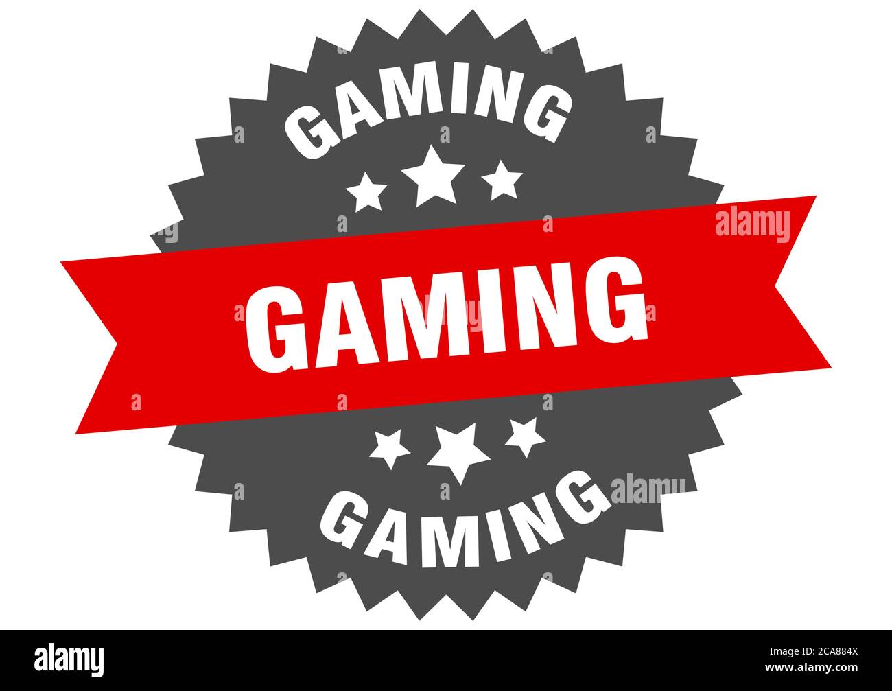 gaming round isolated ribbon label. gaming sign Stock Vector Image ...