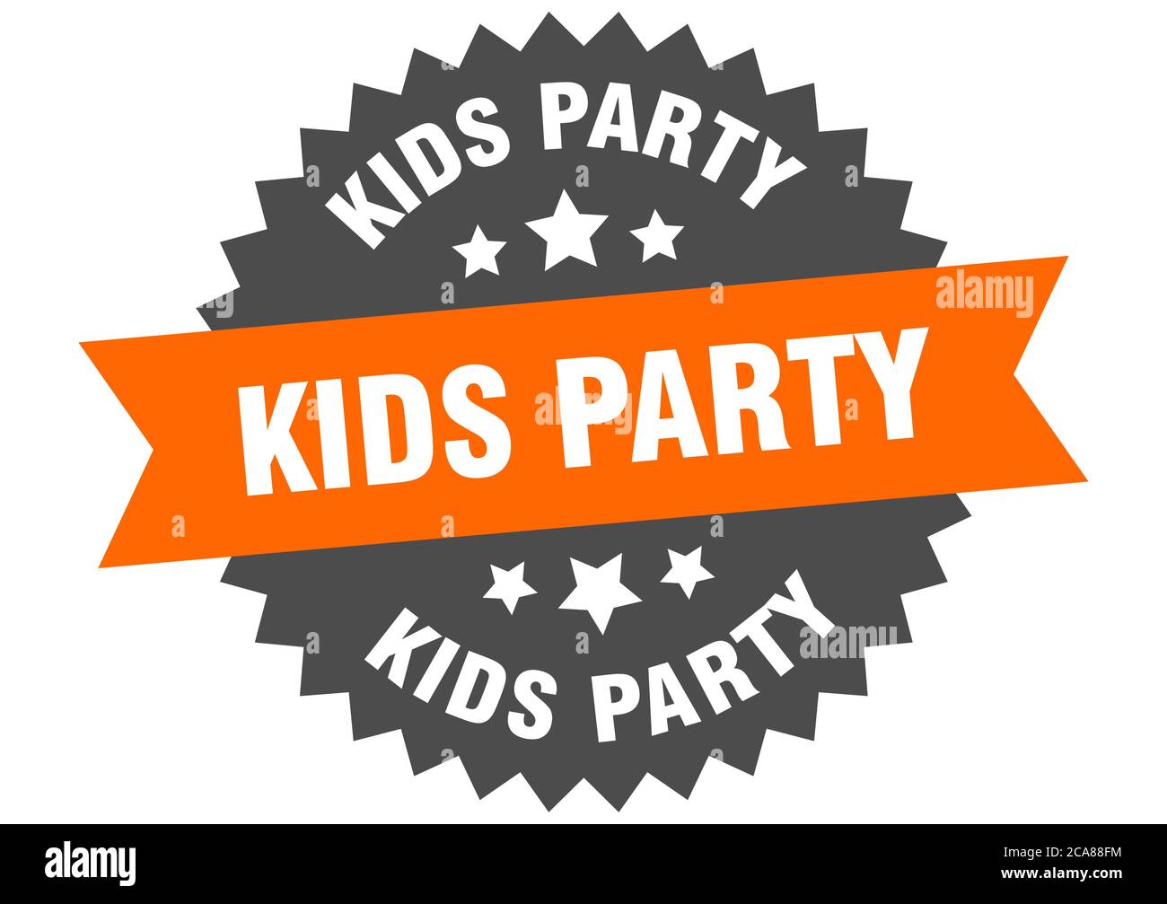kids party round isolated ribbon label. kids party sign Stock Vector ...