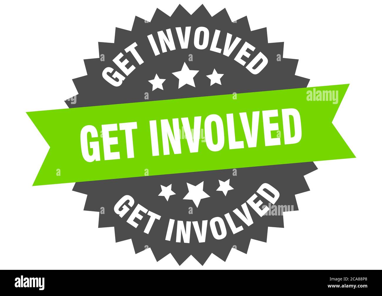 get involved round isolated ribbon label. get involved sign Stock ...