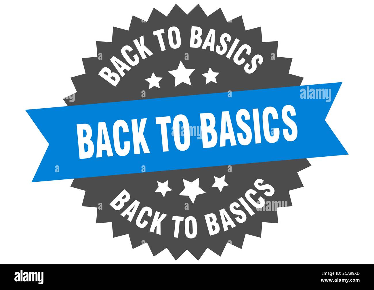 back to basics round isolated ribbon label. back to basics sign Stock ...