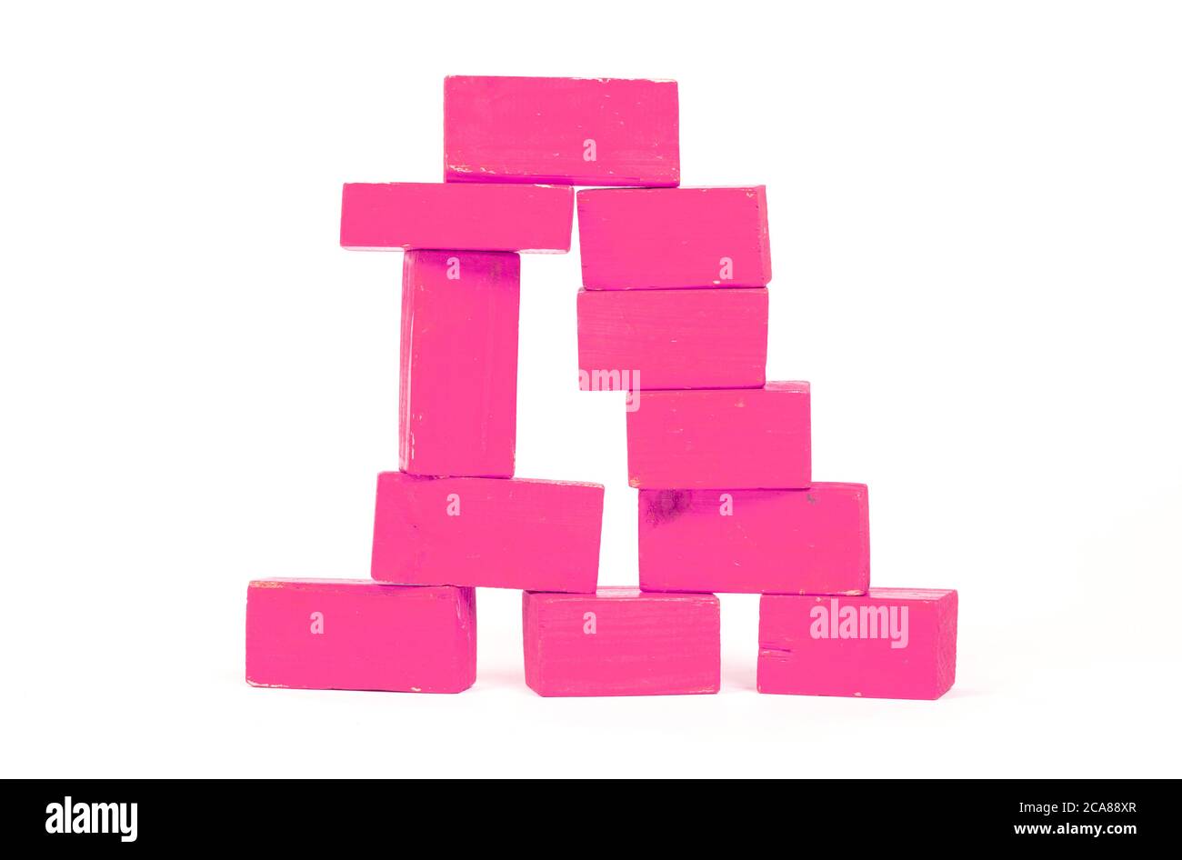 Vintage pink building blocks isolated on white background Stock Photo ...