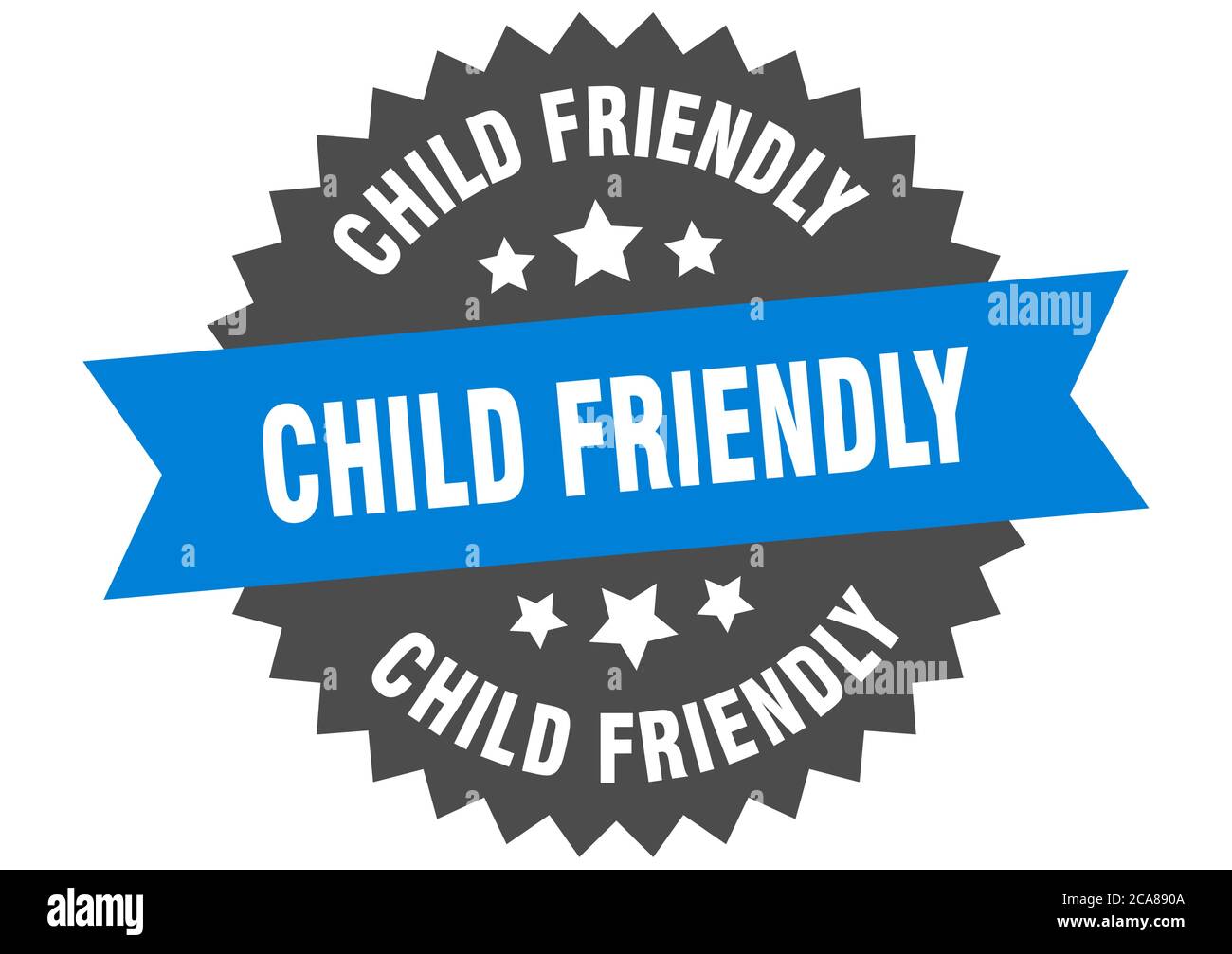 child friendly round isolated ribbon label. child friendly sign Stock ...