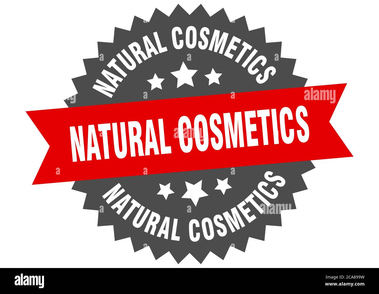natural cosmetics round isolated ribbon label. natural cosmetics sign ...