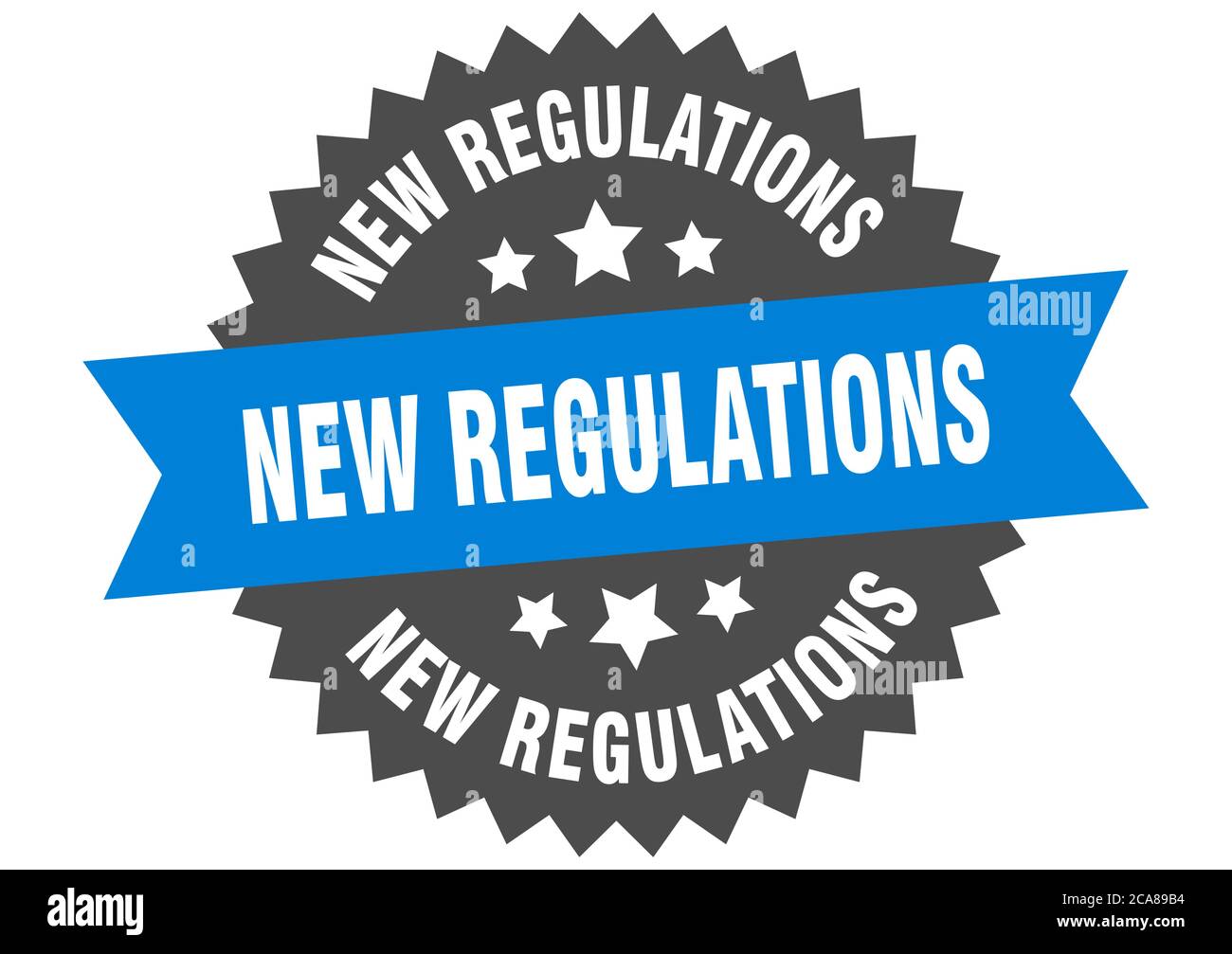 new regulations round isolated ribbon label. new regulations sign Stock ...