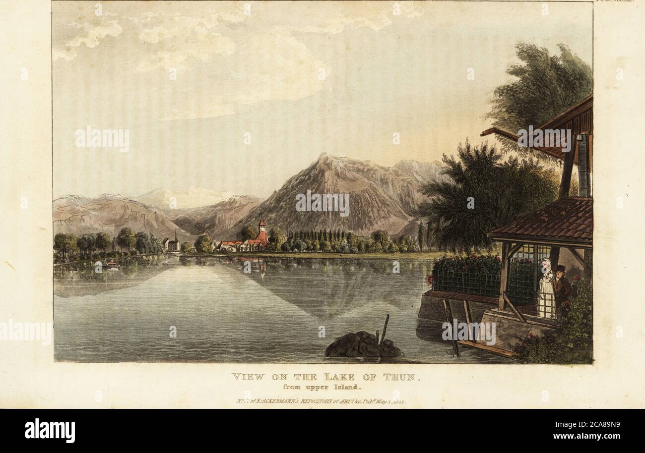 View of the lake of Thun from Upper Island, Switzerland, 1822 ...