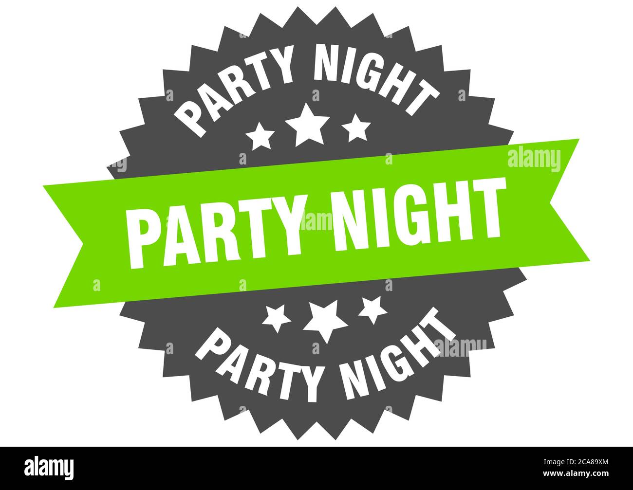party night round isolated ribbon label. party night sign Stock Vector ...