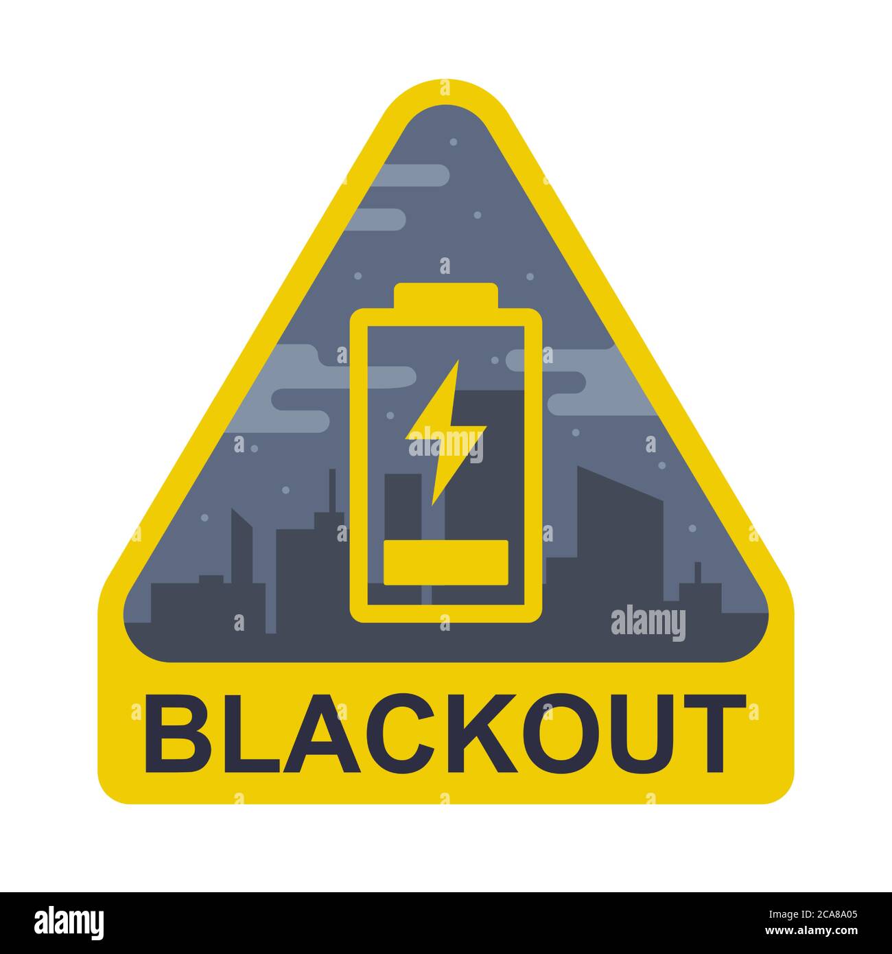 blackout sign on a city background. The battery is low. flat vector ...