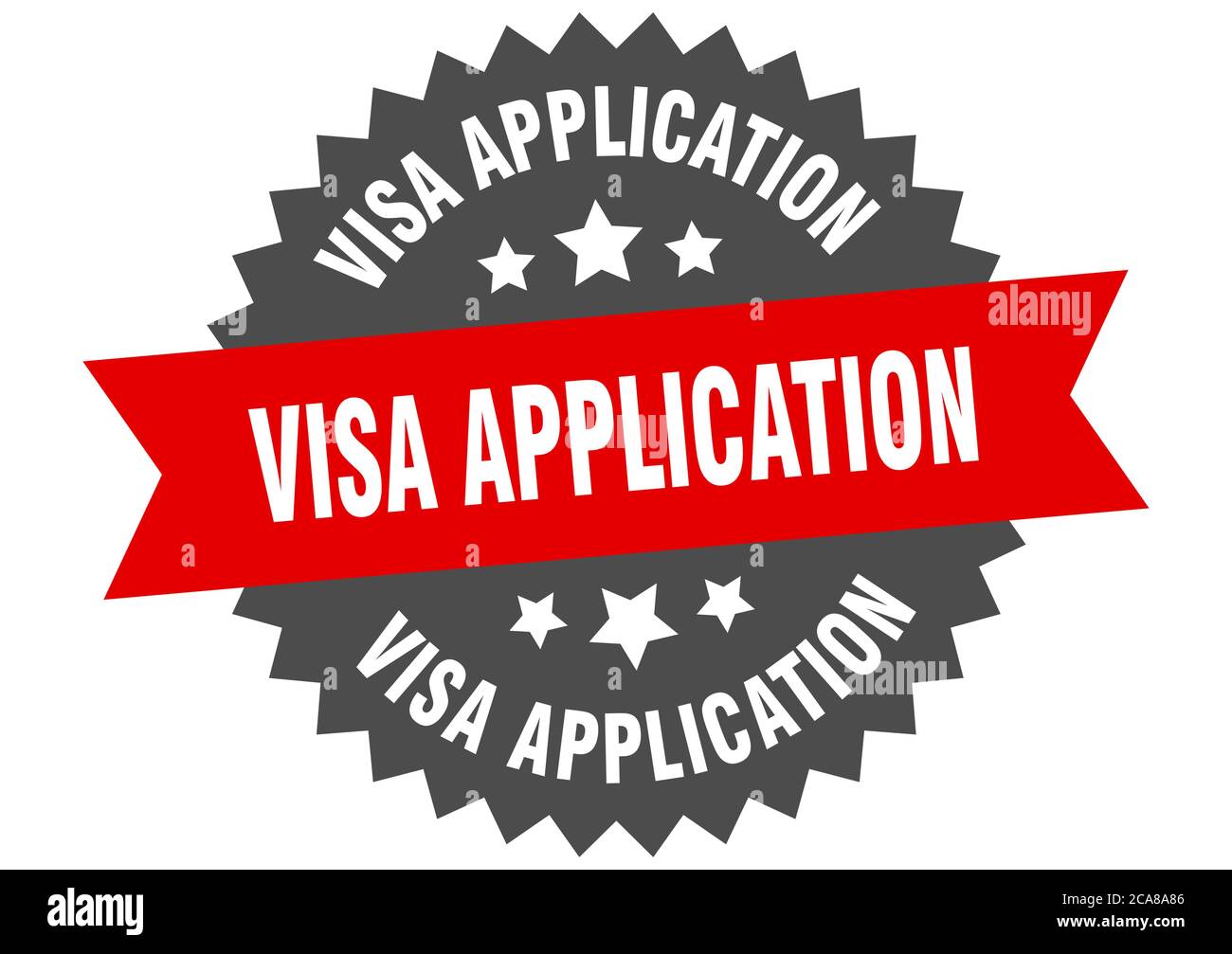 visa application round isolated ribbon label. visa application sign ...