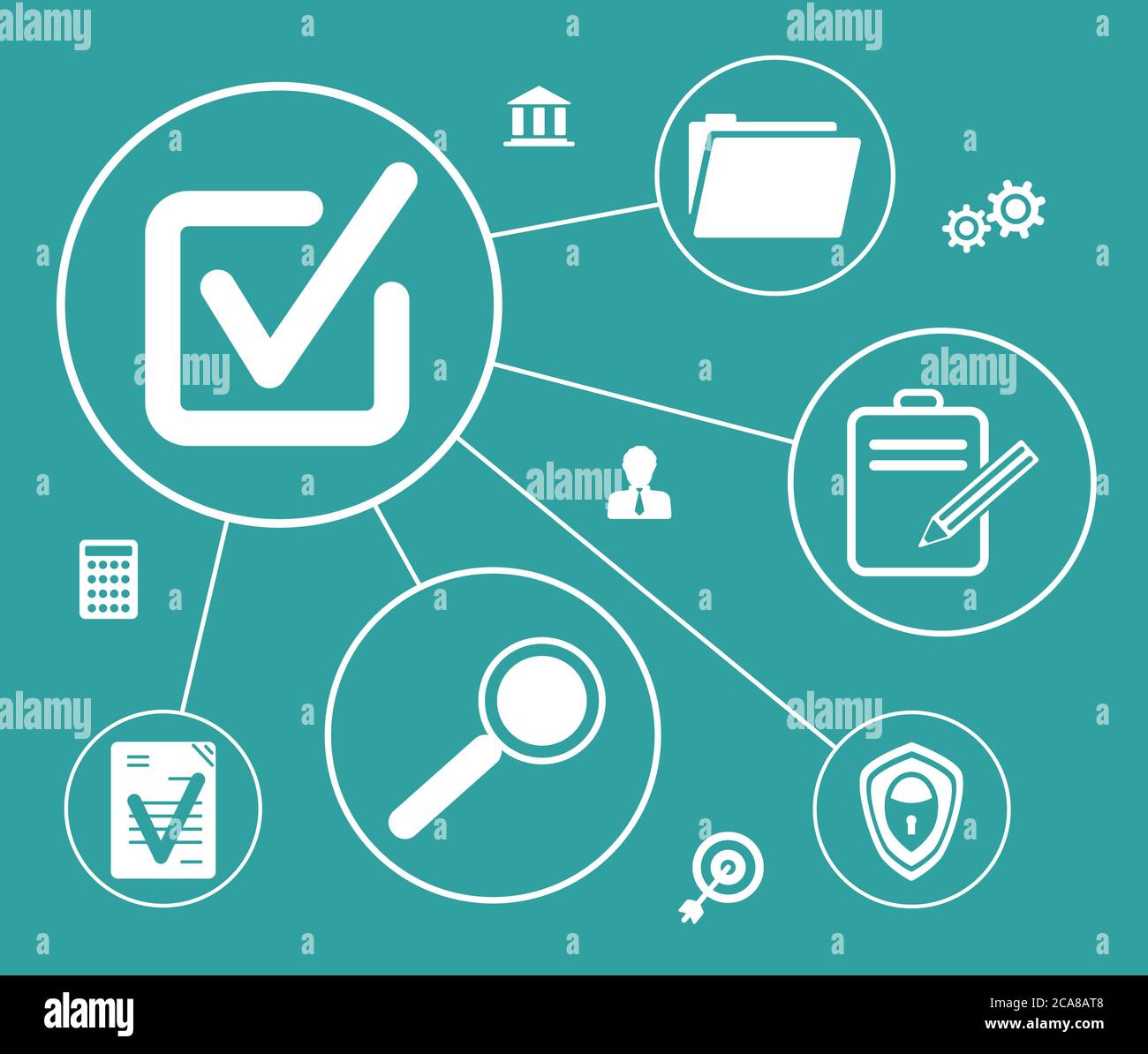 Concept of validation with connected icons Stock Photo - Alamy