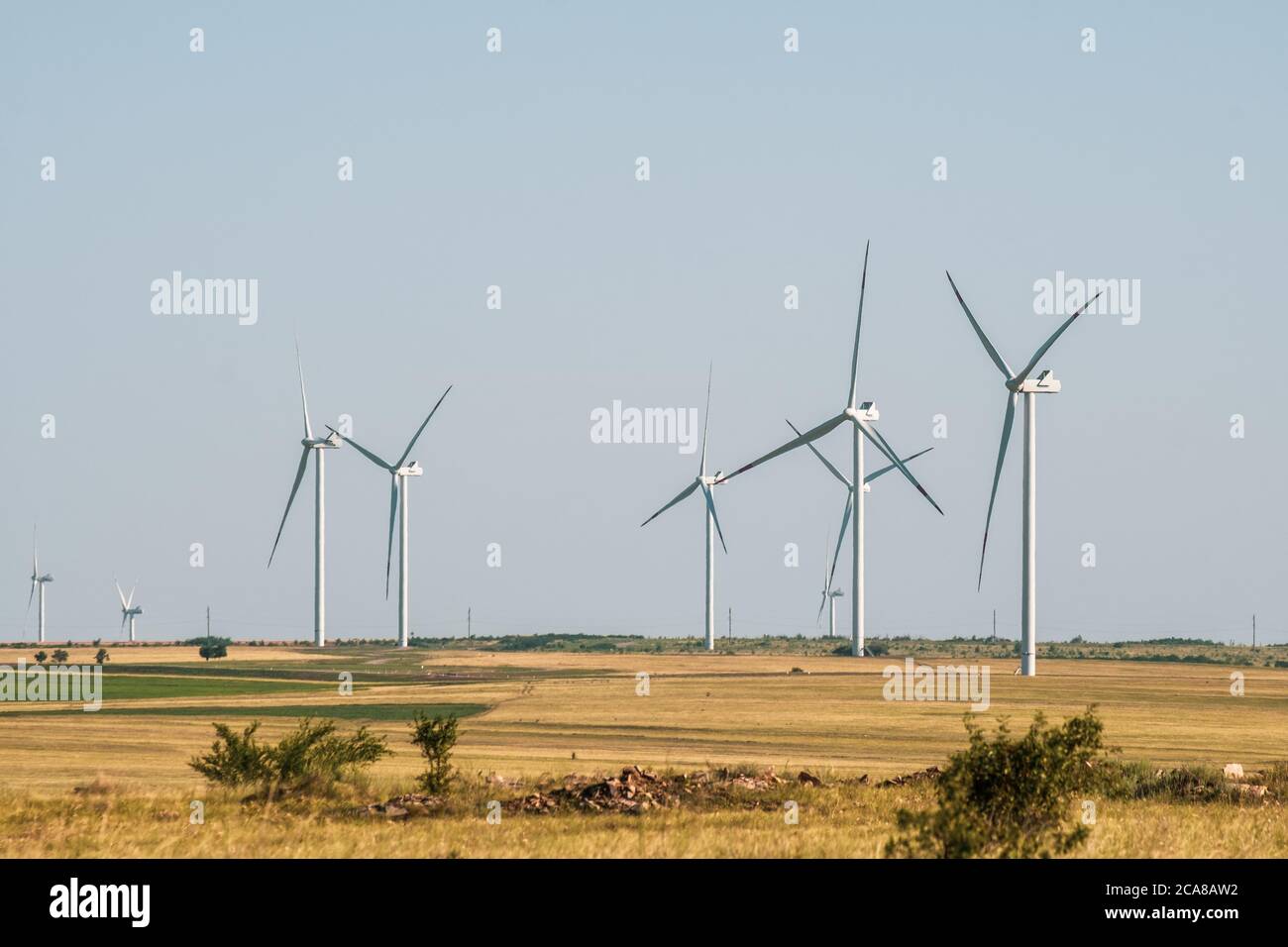 Wind turbines in an arid landscape. An alternative way of generating ...