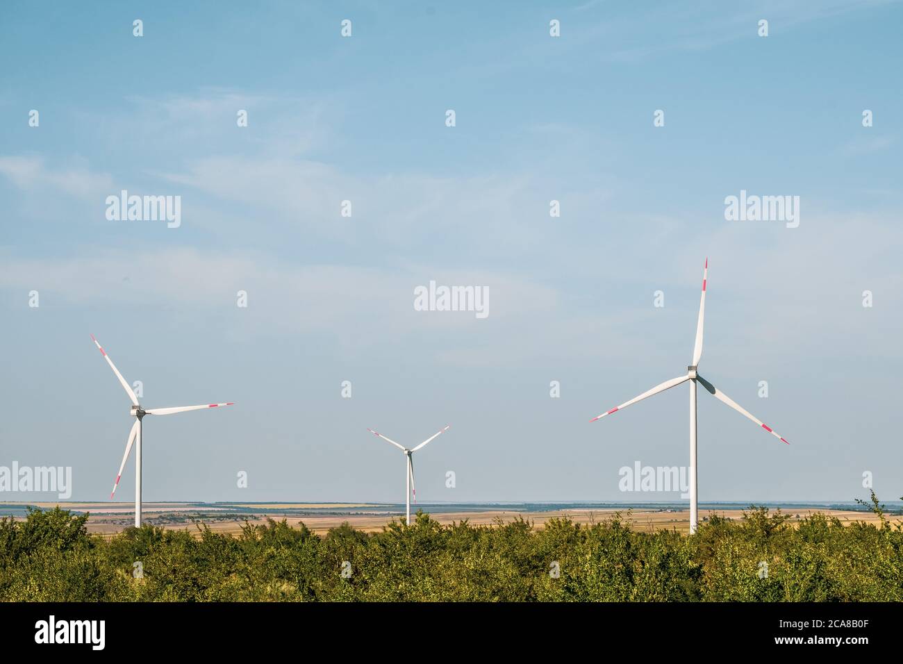 Wind turbines in an arid landscape. An alternative way of generating ...
