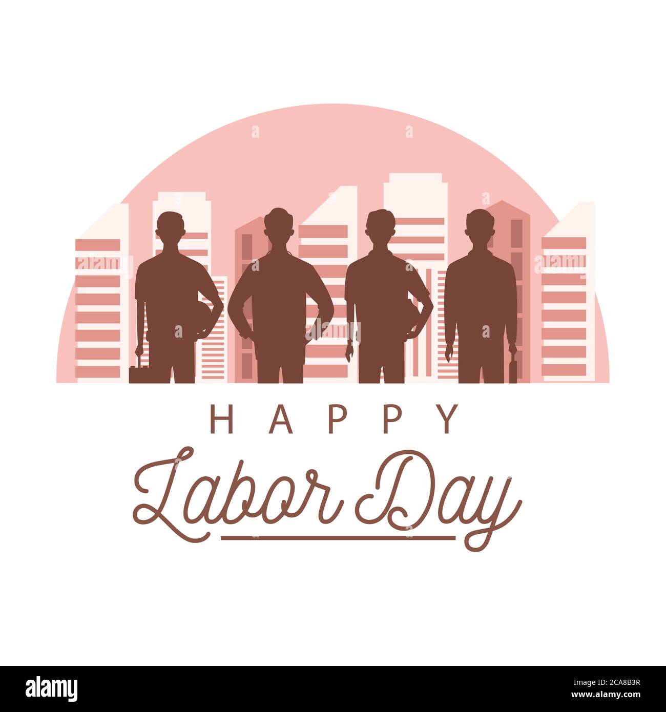 happy labor day celebration with workers silhouette on the city vector ...