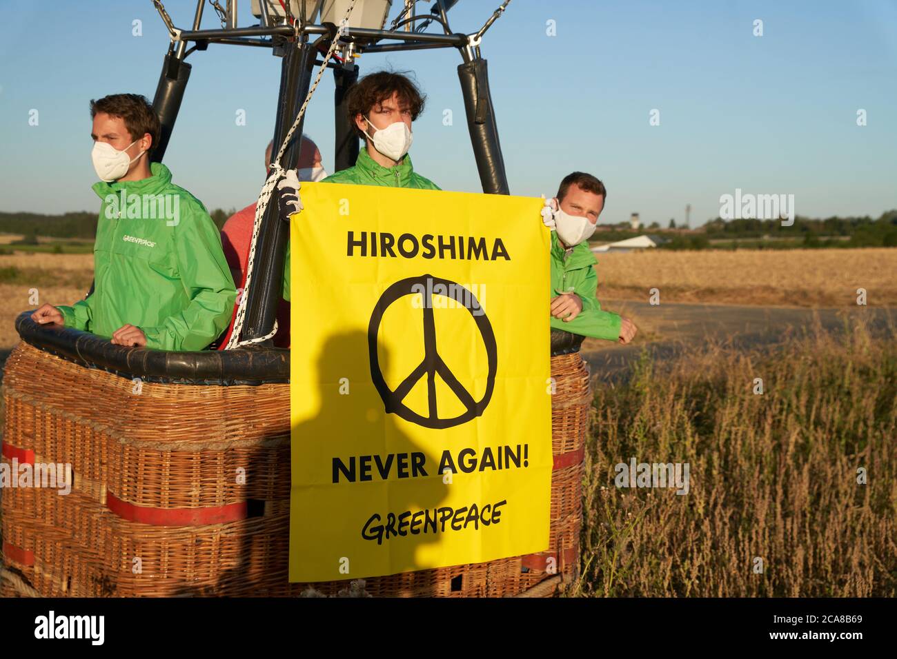 Buchel, Germany. 05th Aug, 2020. Greenpeace activists protest with a ...