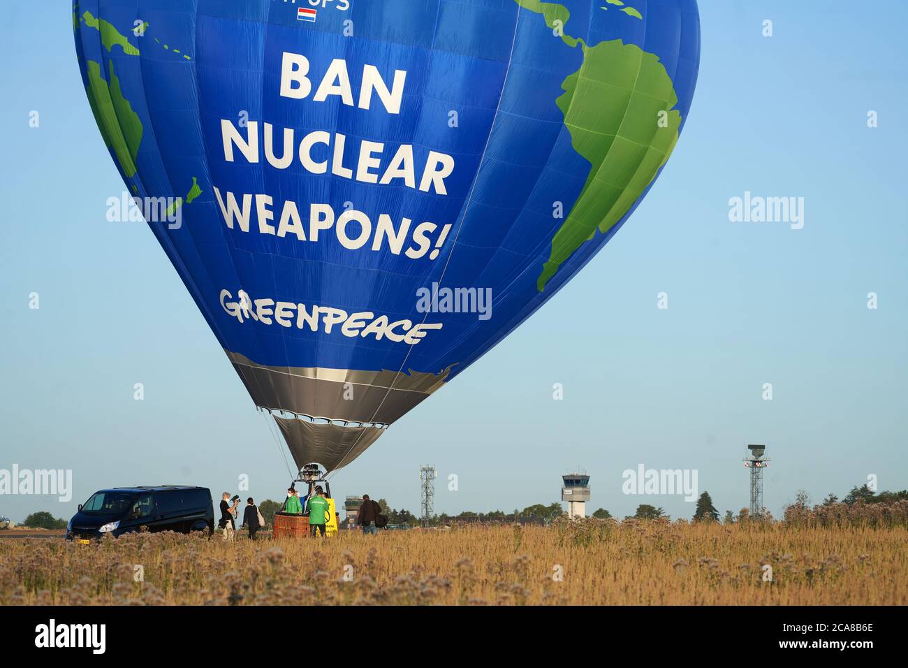 Buchel, Germany. 05th Aug, 2020. Greenpeace activists protest with a ...