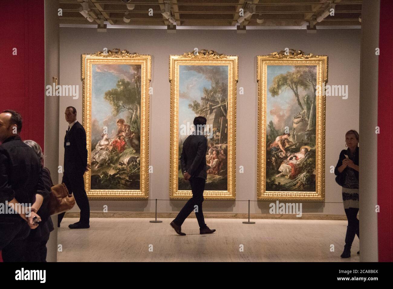 Paintings by Francois Boucher (France, 1703-70). L-R: Pastoral scene: l ...