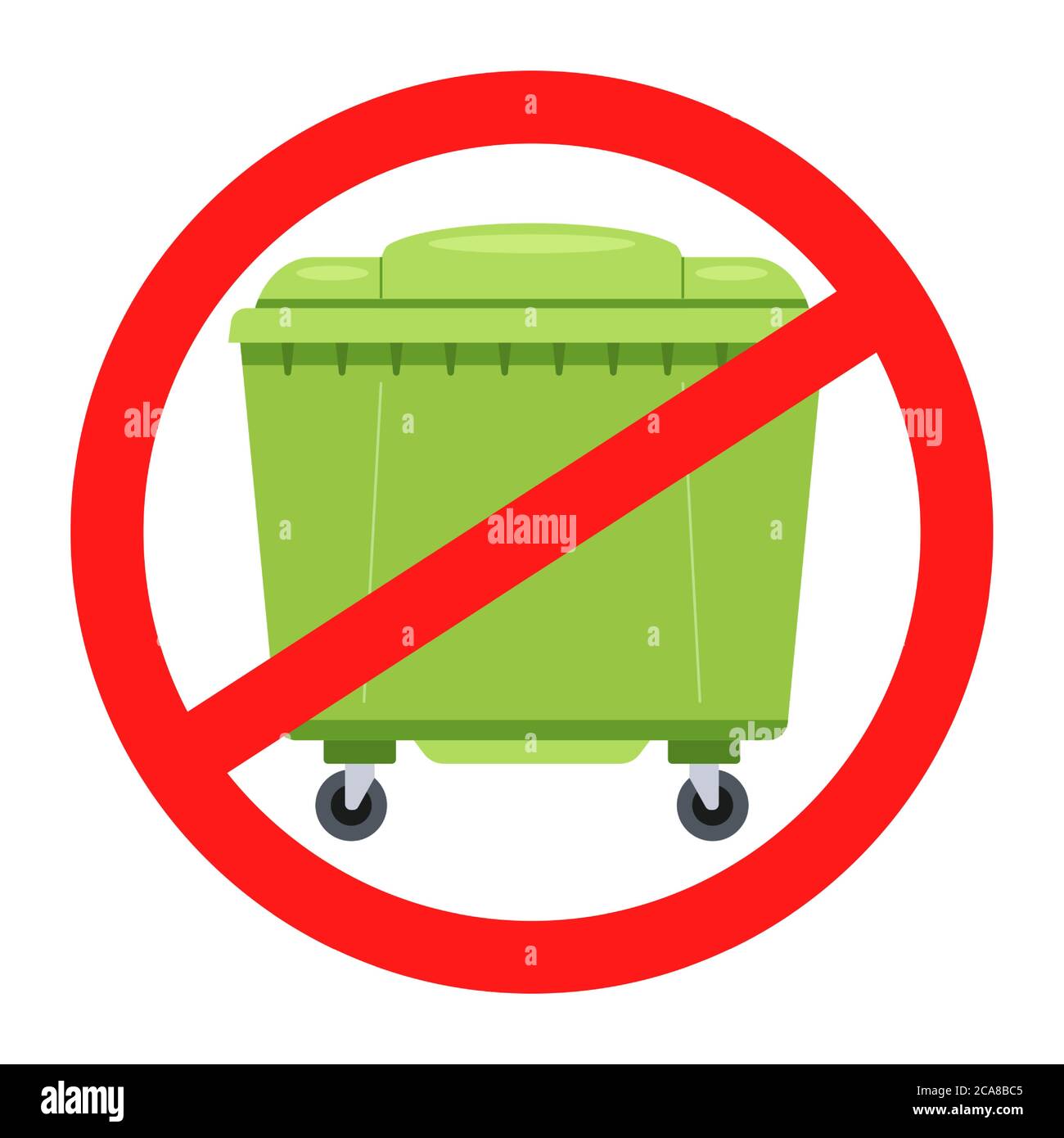 prohibition sign for garbage cans. crossed out do not litter icon. flat ...