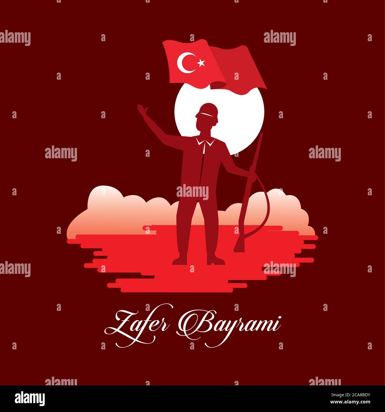 zafer bayrami celebration with soldier figure and rifle vector ...