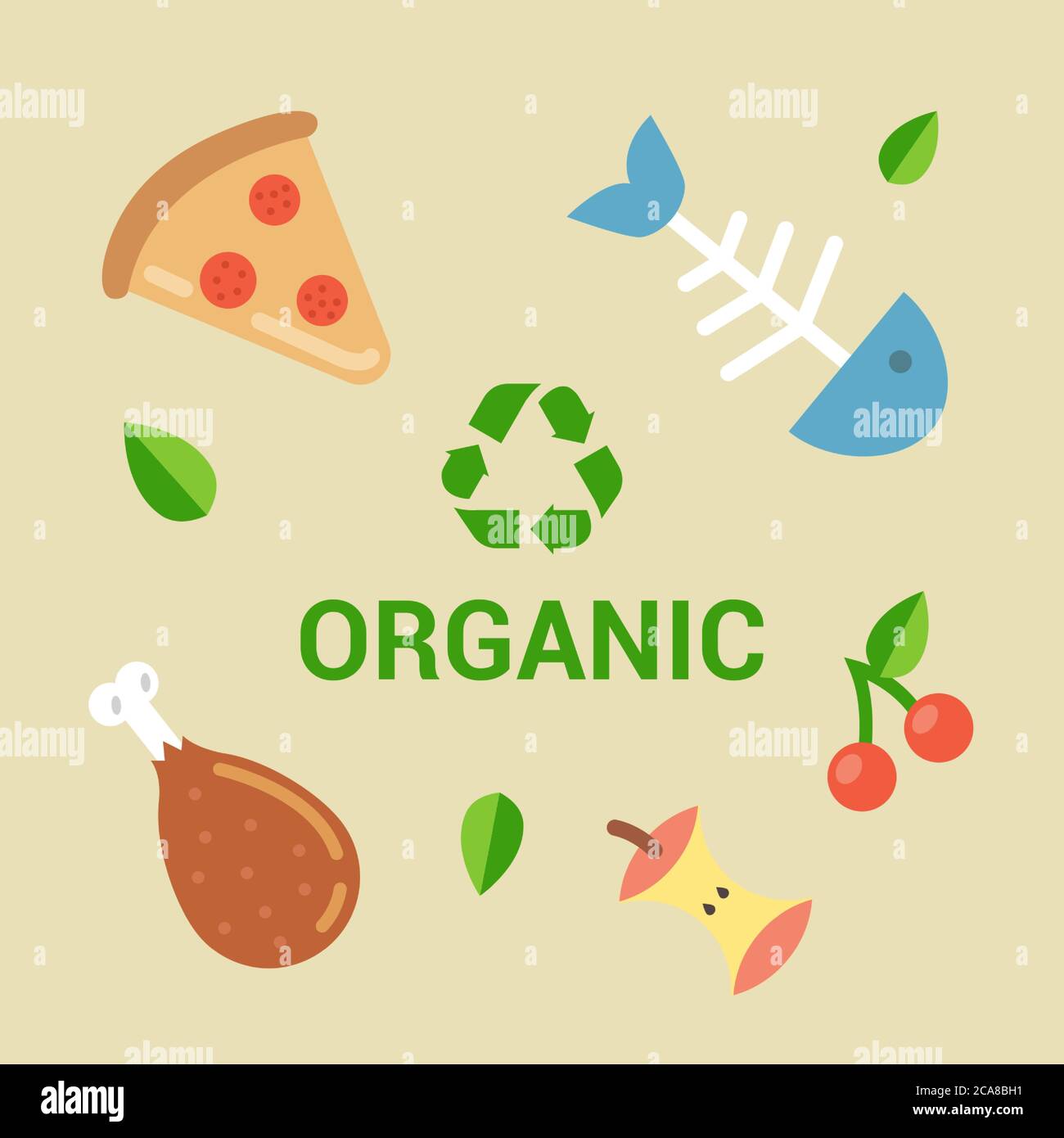 Examples of biodegradable waste. garbage for compost. flat vector illustration Stock Vector ...