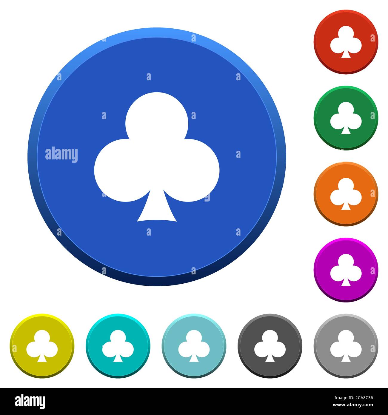 Club card symbol round color beveled buttons with smooth surfaces and ...