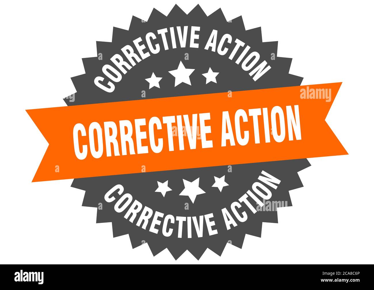 corrective action round isolated ribbon label. corrective action sign ...
