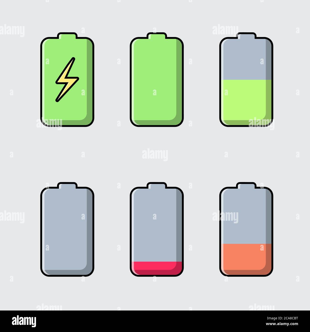 Battery charge level indicator set. Vector illustration design ...