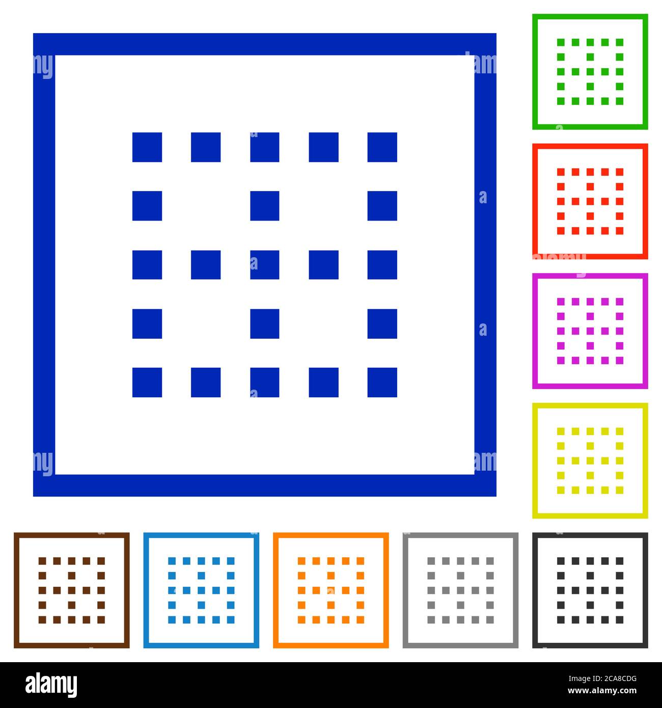 No borders flat color icons in square frames on white background Stock ...