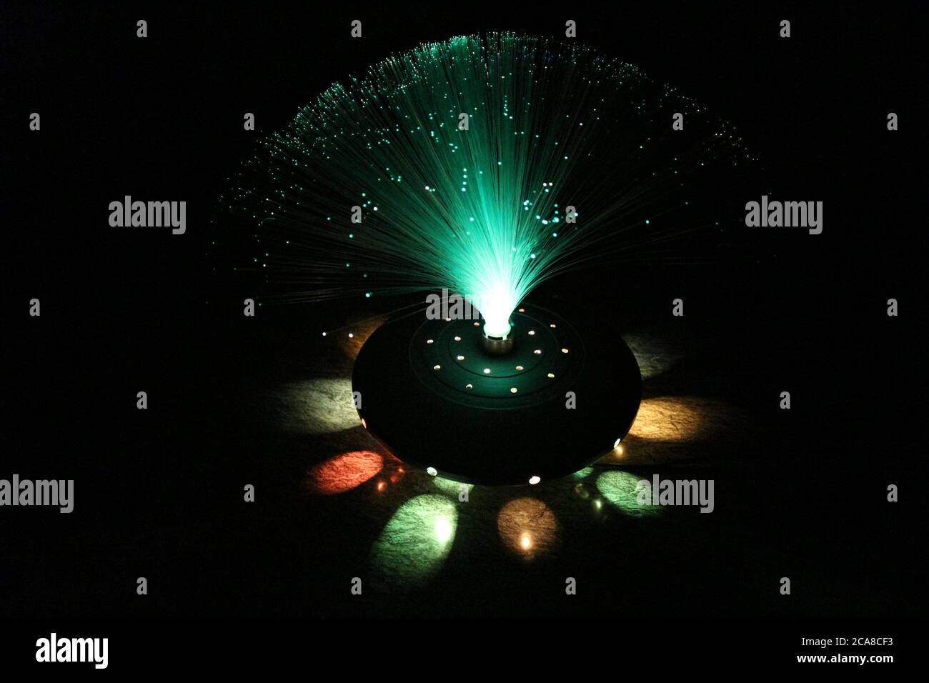 The fiber optic lamp produces suggestive lighting effects Stock Photo ...