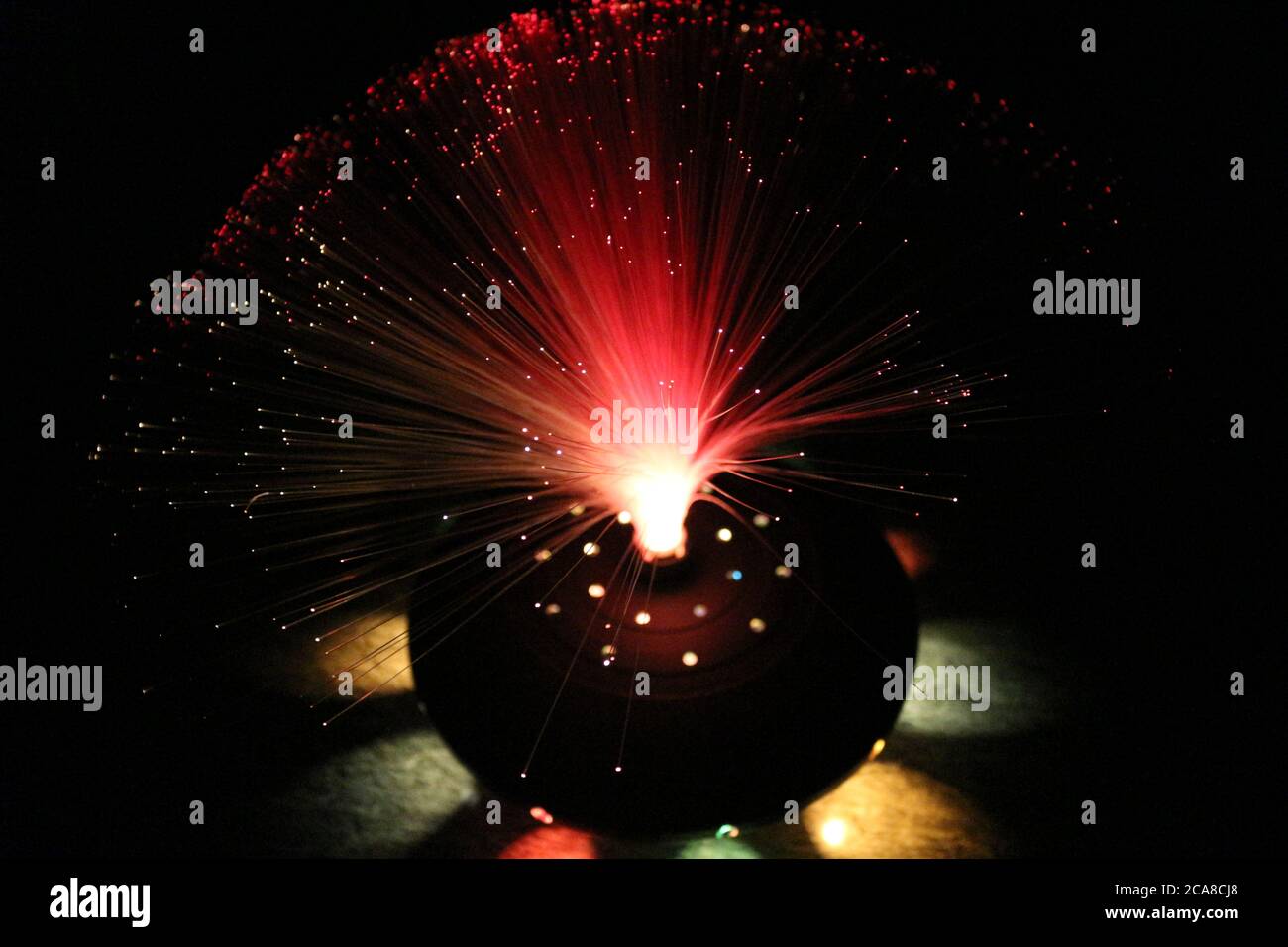 The fiber optic lamp produces suggestive lighting effects Stock Photo ...