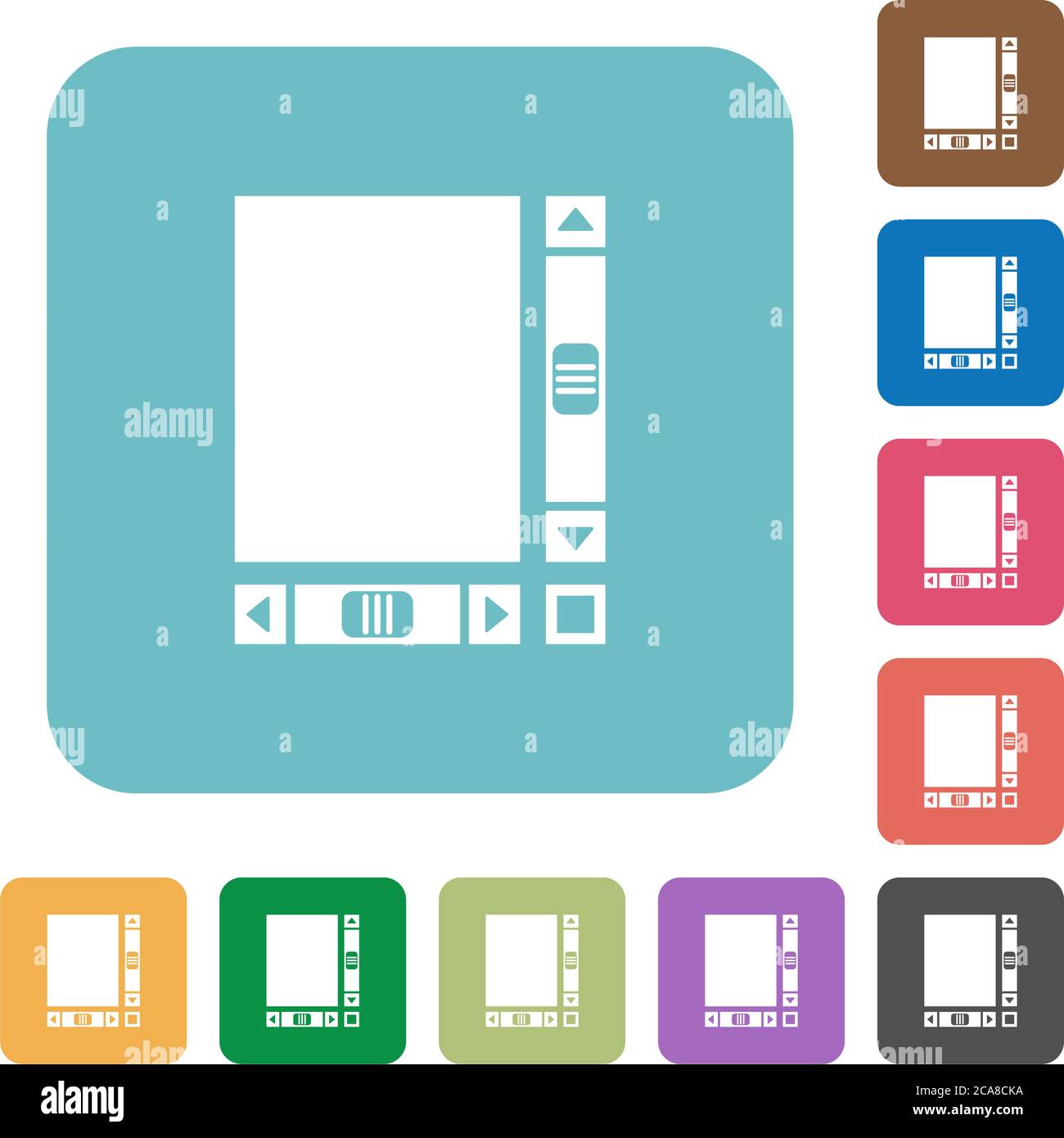 Blank document with scroll bars white flat icons on color rounded ...