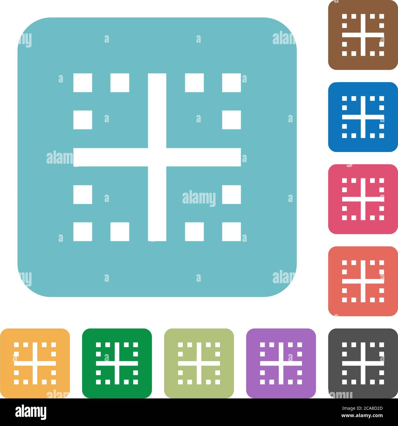 Inner borders white flat icons on color rounded square backgrounds ...