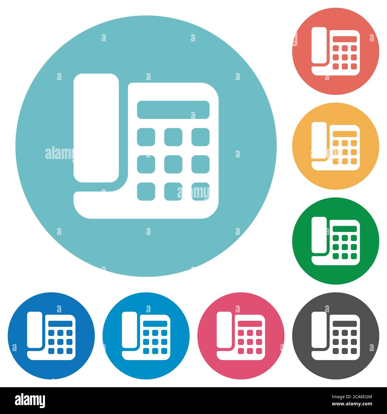Office phone flat white icons on round color backgrounds Stock Vector ...