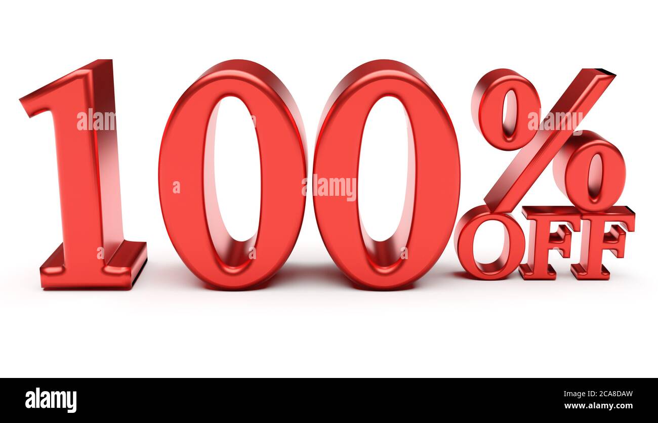 3d words 100 percent off isolated on white. 3d rendering Stock Photo ...