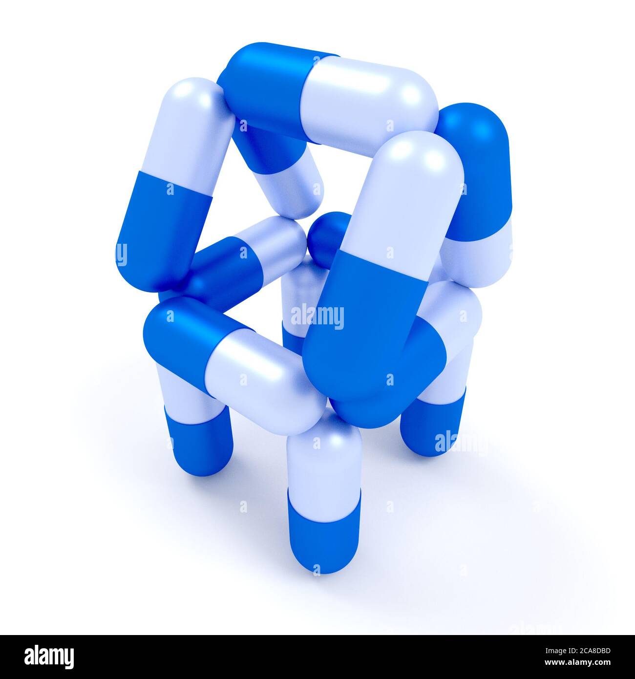 House from capsule pills isolated on white. Medicine concept. 3d ...