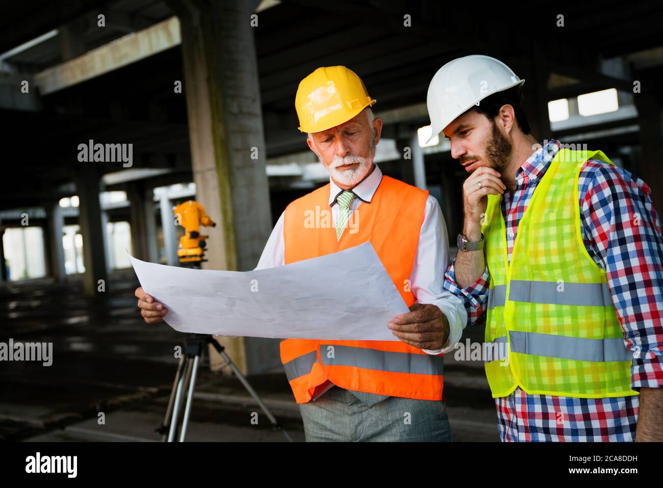 Engineer, contractor, architect teamwork. Construction people talking ...