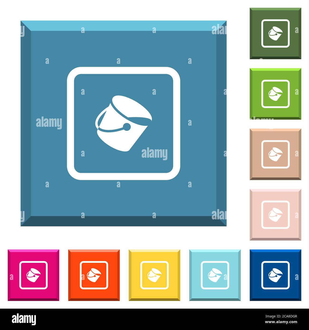 Fill object white icons on edged square buttons in various trendy ...