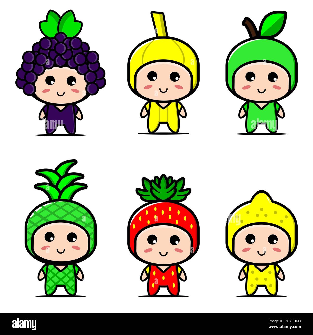 Cute fruit mascot character set collection. Vector cartoon illustration ...